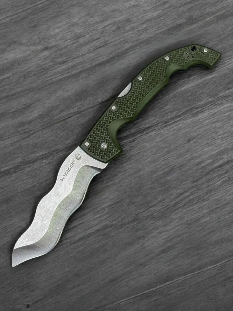 Складной нож Cold Steel Voyager (лезвие Фламберг) зелёный
