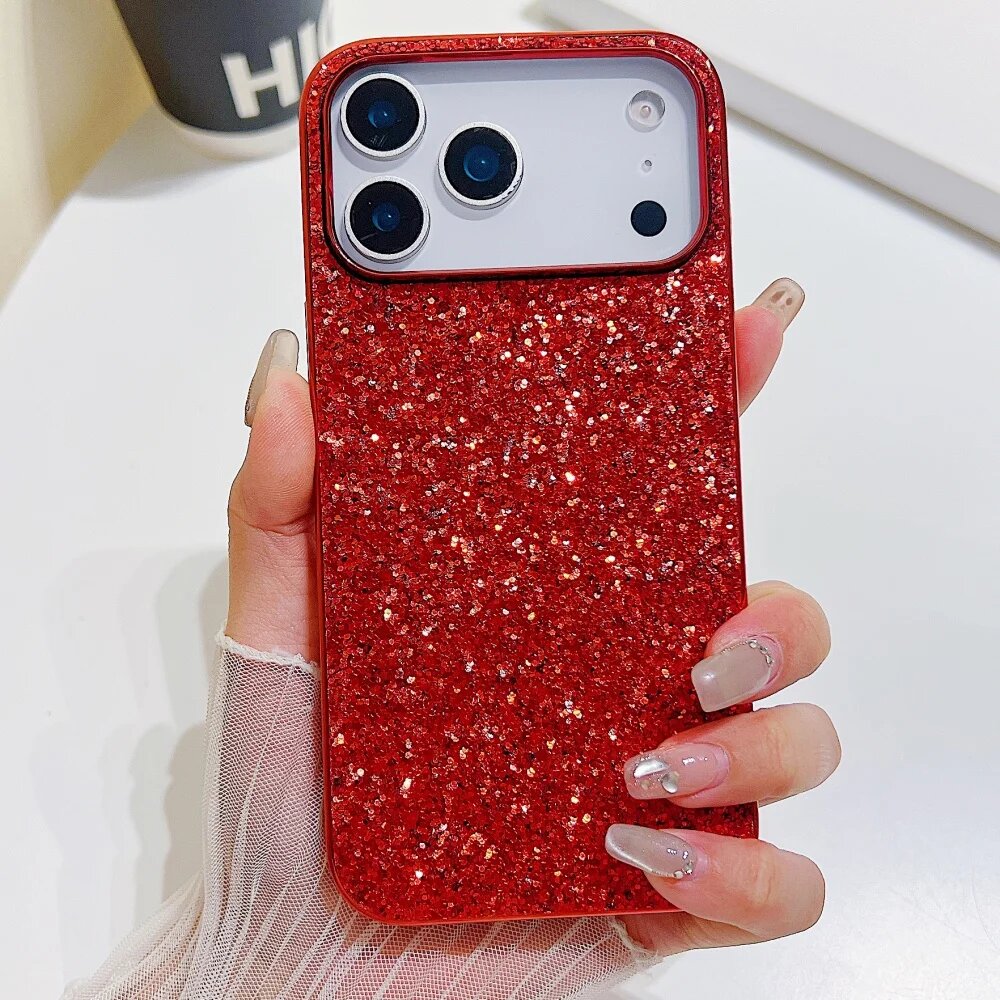 Роскошный блестящий чехол с блестящим покрытием для iPhone 17, Air 16, iPhone17 Про, Красный, Red