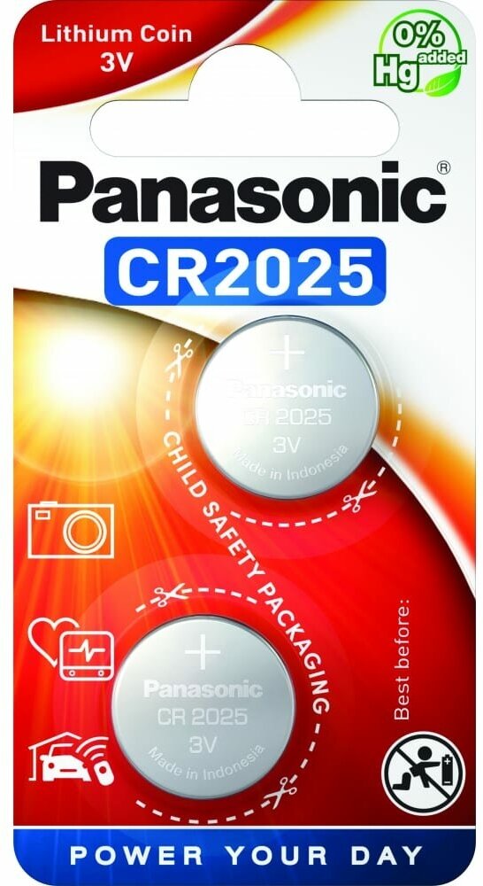 Батарейка Panasonic Power Cells B2 CR2025, 165mAh, Lithium, блистер