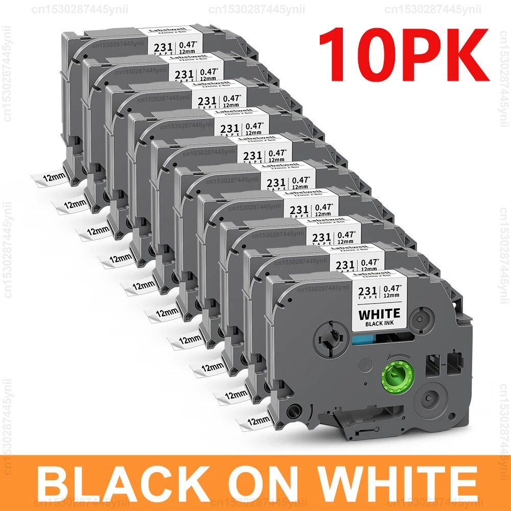 10PK Лента для принтера Labelwell 18 мм Black on White
