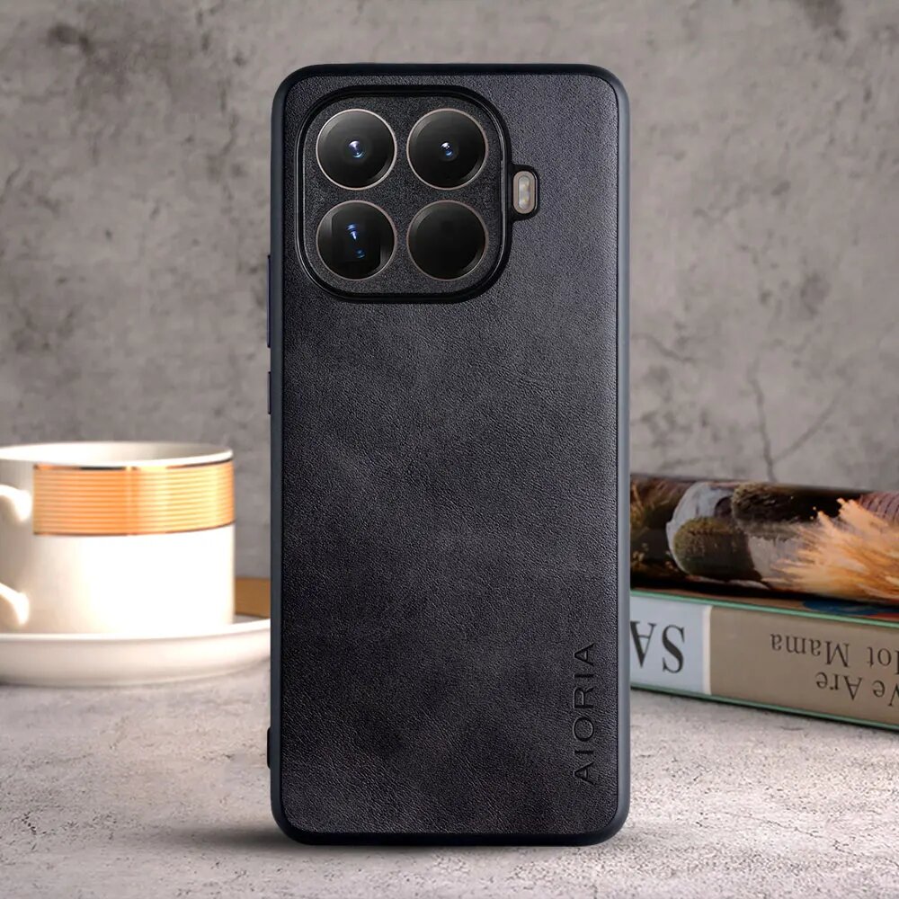 Черный кожаный чехол для Xiaomi 14T Pro