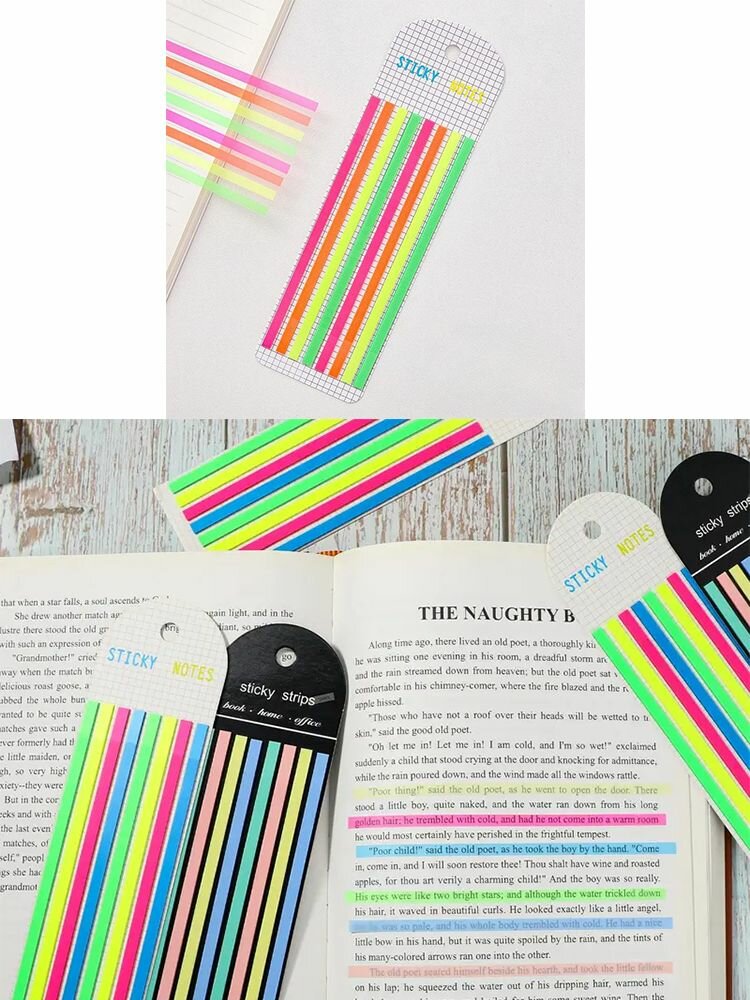 Цветные длинные наклейки - знаки, маркеры - для заметок