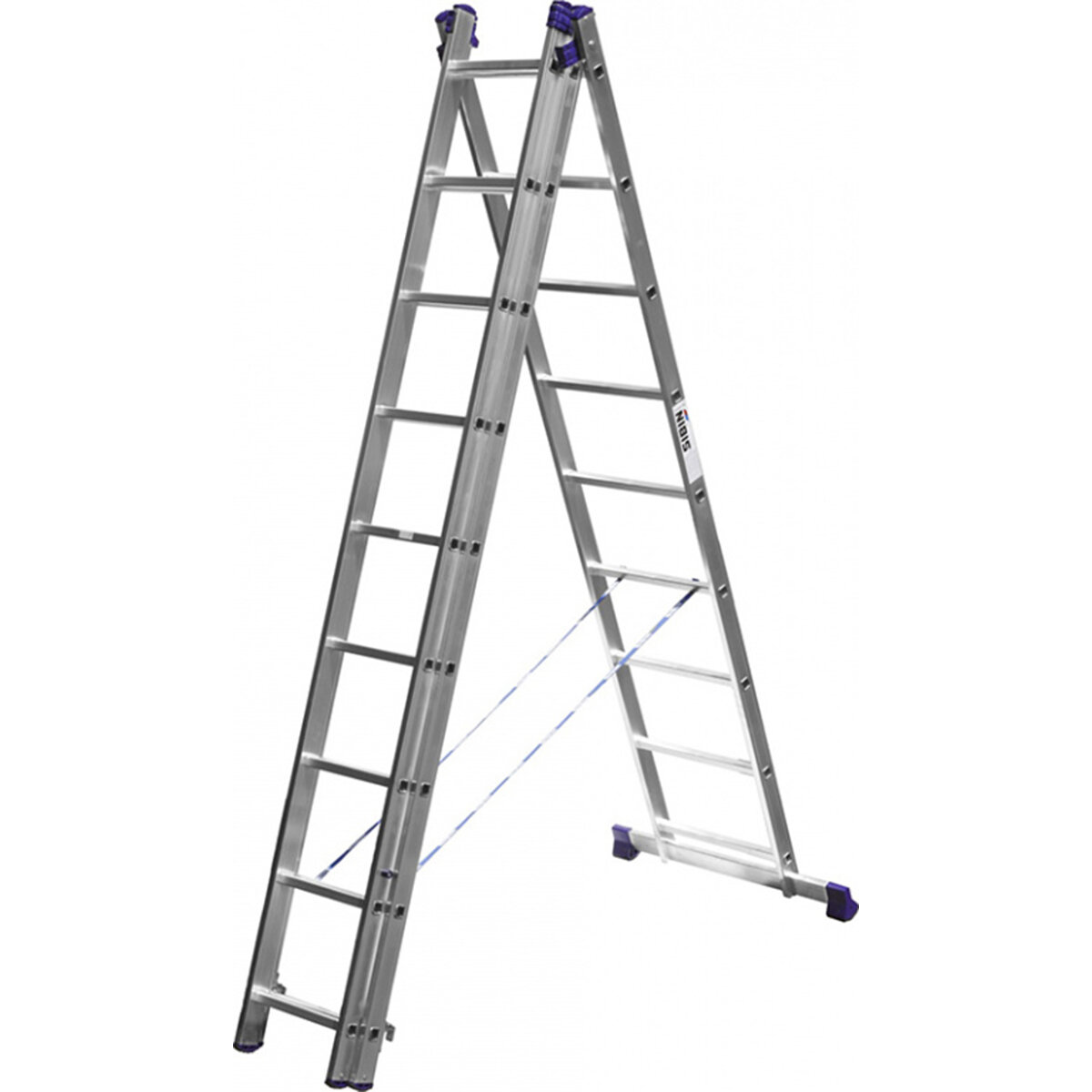 Лестница строительная Сибин 38833-09 универсальная, трехсекционная, 3х9 ступеней