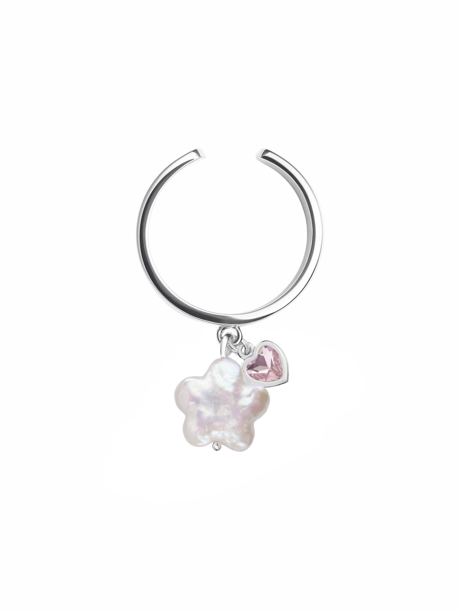 Кольцо, жемчуг пресноводный, фианит