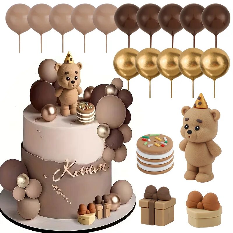 Набор топперов для торта "Медвежонок", 19PCS-A