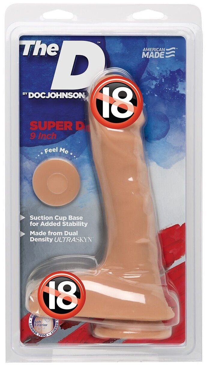 Фаллоимитатор Doc Johnson The D™, термопластический, реалистичный, с мошонкой, на присоске