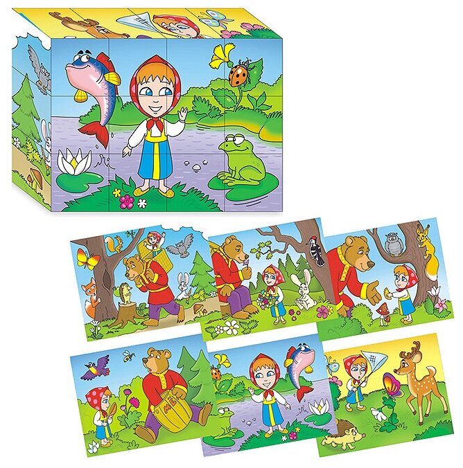 Кубики 12шт. Маша и медведь (от 3 лет) 01343, (ЗАО "Гелий")