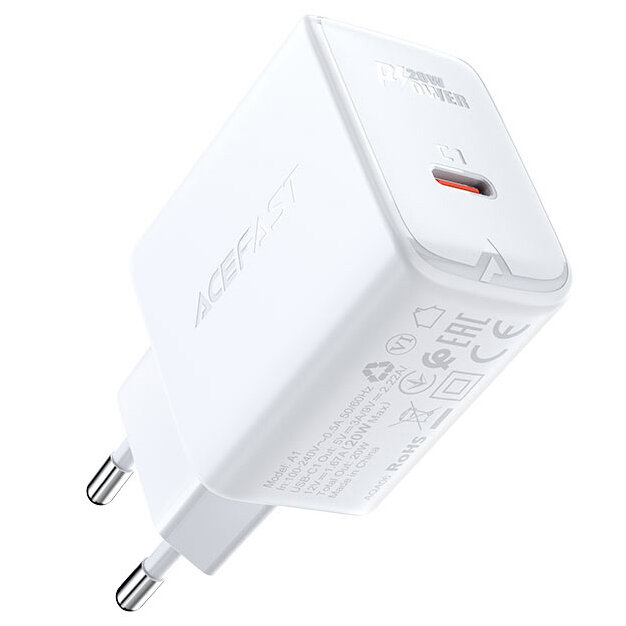 Сетевое зарядное устройство Acefast A1 PD20W USB-C Charger белое (AF-A1-WH)