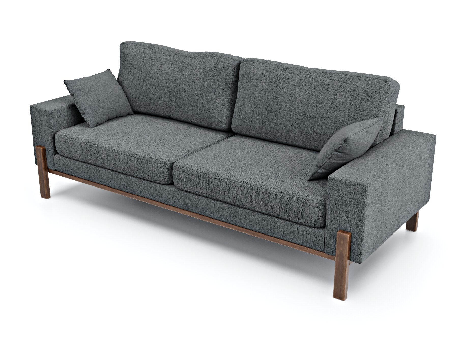 Прямой диван Arsko Хангель темно-серый, рогожка, офисный, в гостиную, на кухню, на ножках, скандинавский лофт