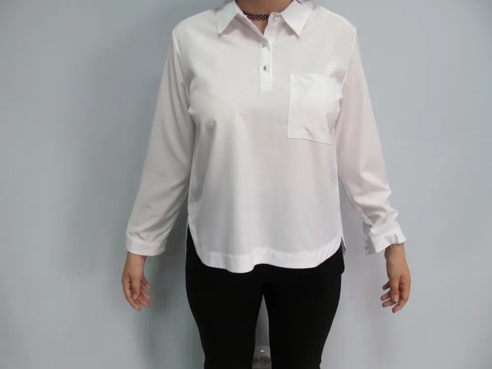 Блуза Классическая, не приталенная блуза для девушки (под поло)