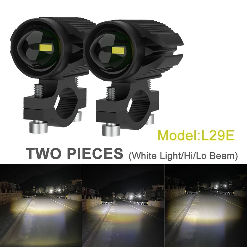 15 Вт супер яркая трехмодельная светодиодная фара для мотоцикла с мини-объективом проектора автомобиля ATV противотуманная фара вспомогательный прожектор Черный, L29E TWO Pieces