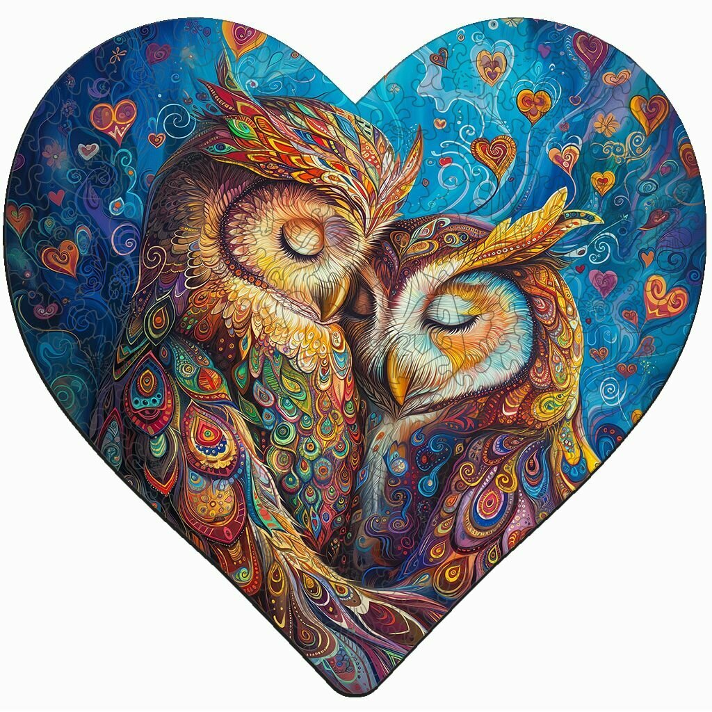 Деревянный пазл BoberBox "Влюблённые Совы", 267 деталей