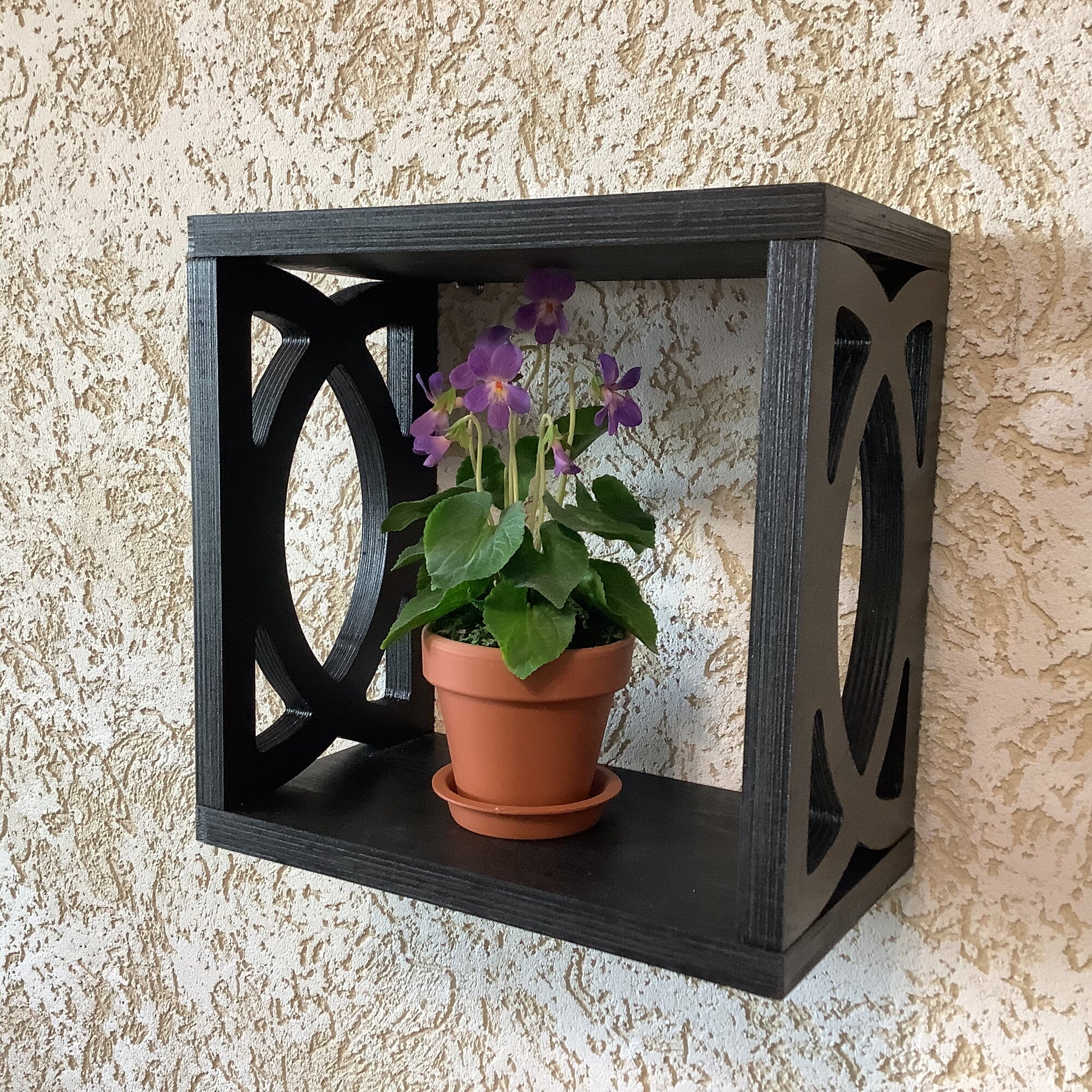 Полка настенная квадрат,25х25см, черная