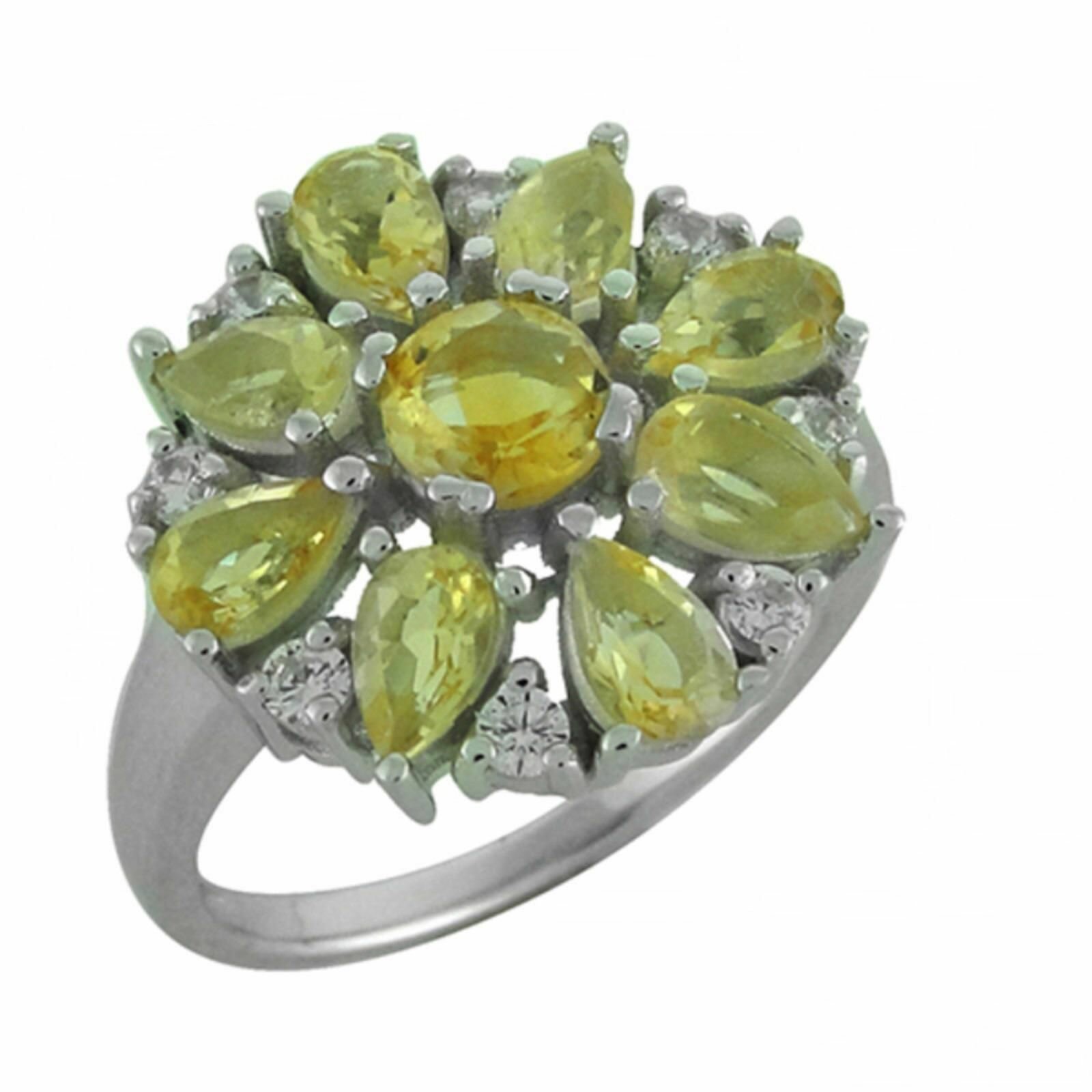 Кольцо тонкое, серебро, 925 проба, цитрин