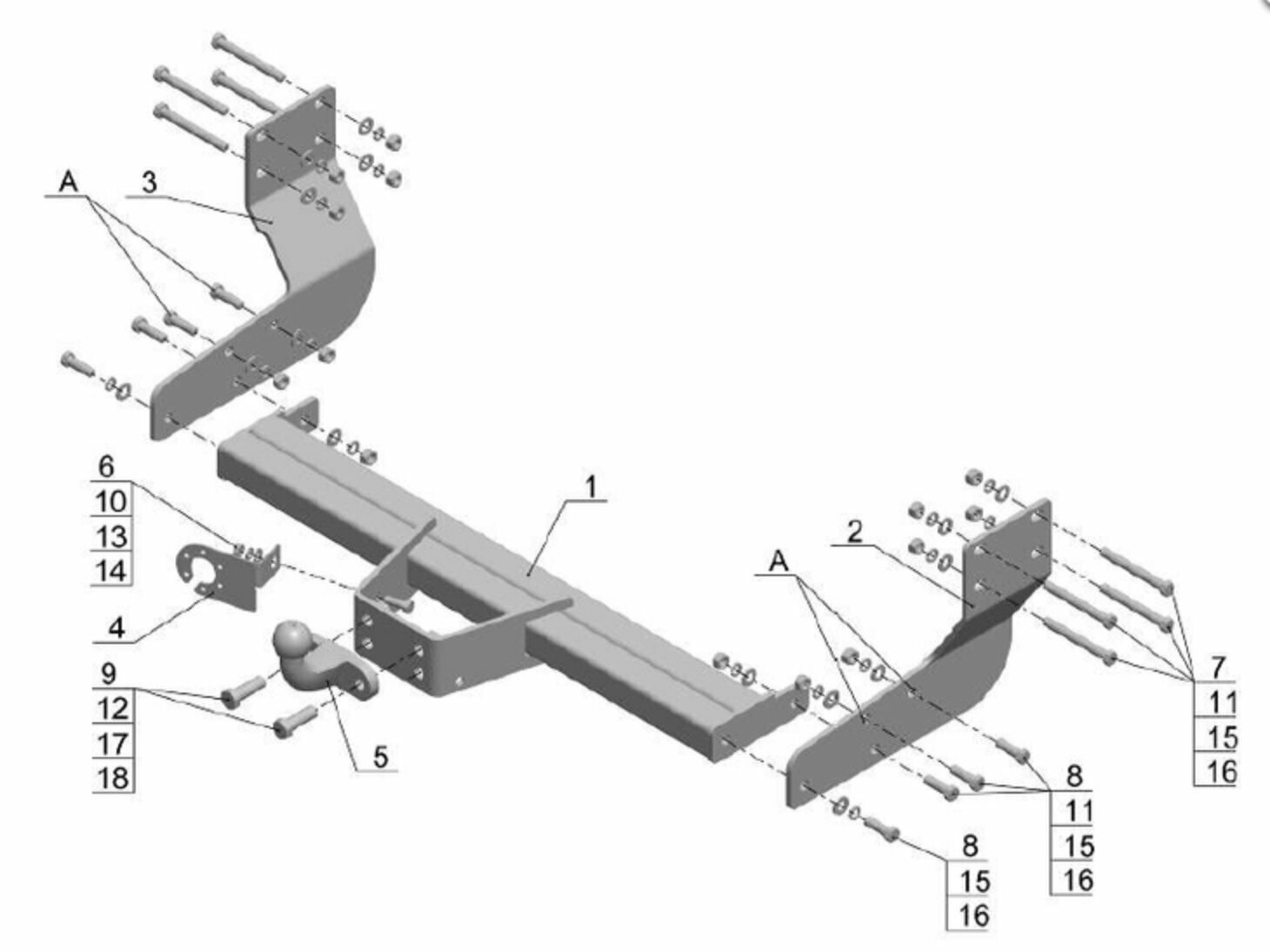 Фаркоп для Mercedes Sprinter (2006-)/VOLKSWAGEN Crafter (2006-) без ступеньки (без электрики) (паспорт и сертификат) AvtoS. MB06