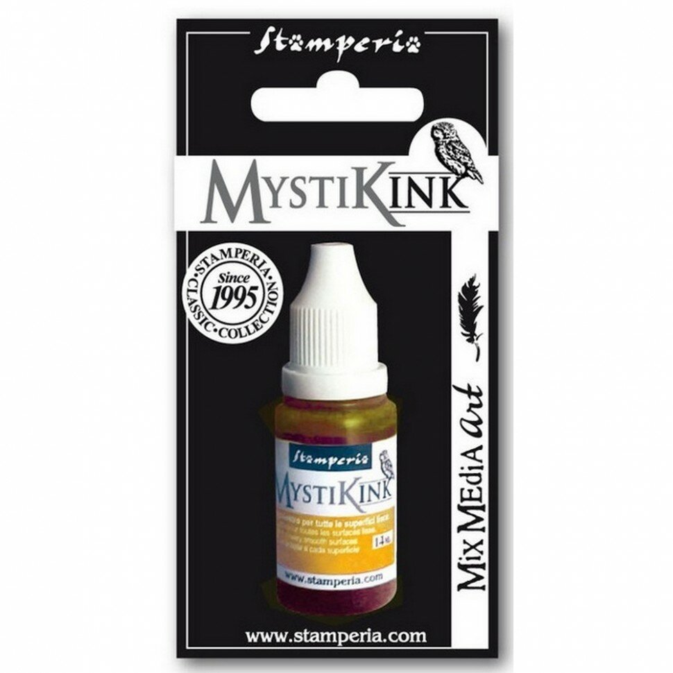 Stamperia KAMYST02 Краскa с экстра блеском "Mystik ink", 18 мл, цвет теплый желтый