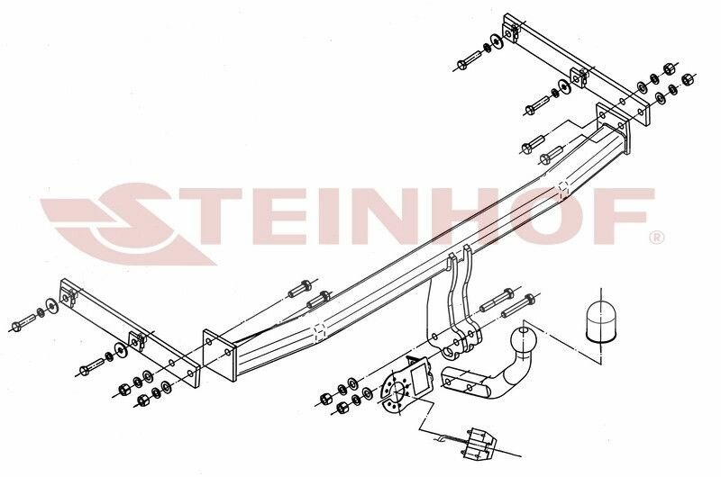 Фаркоп на Renault Megane III Grand Scenic 2009-2016 без подрезки бампера (паспорт и сертификат в комплекте)(без электрики) Steinhof. R-110