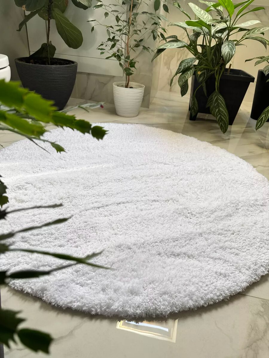 Коврик Natali's Carpets, для ванной и туалета, 120x120, белый, антискользящий