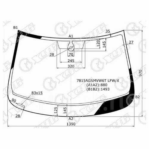Ветровое стекло с окном для VIN VAG 5JA845011RNVB