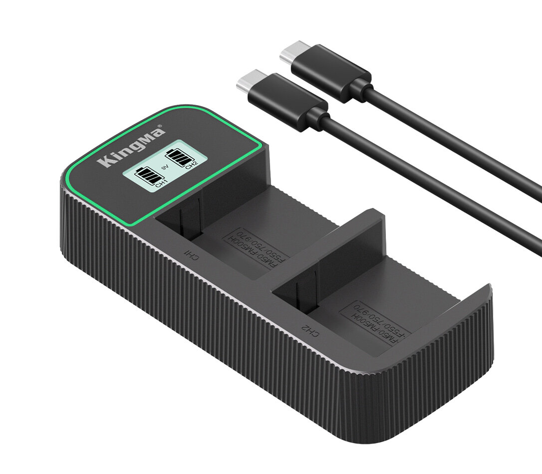 Зарядное устройство Kingma BM058Q-F550, для 2х Sony NP-F, дисплей, USB Type-C