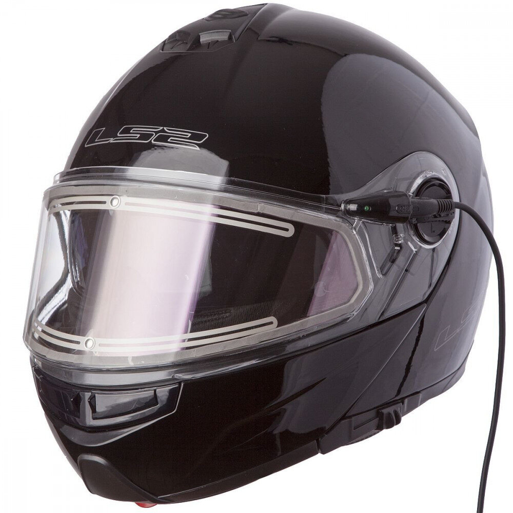 Мотошлем LS2 FF325 STROBE ELECTRIC SNOW Solid снегоходный (черный глянцевый, XL)