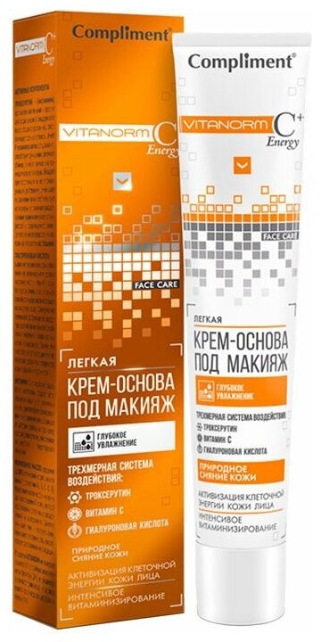 Compliment Легкая крем-основа под макияж Vitanorm C+ Energy, 50 мл, белый