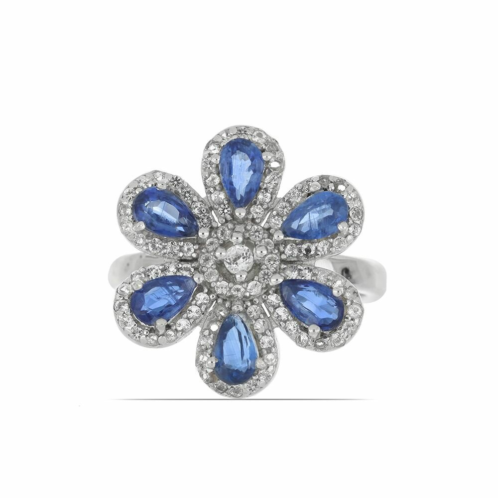 Кольцо, серебро, 925 проба, родирование, кианит, топаз