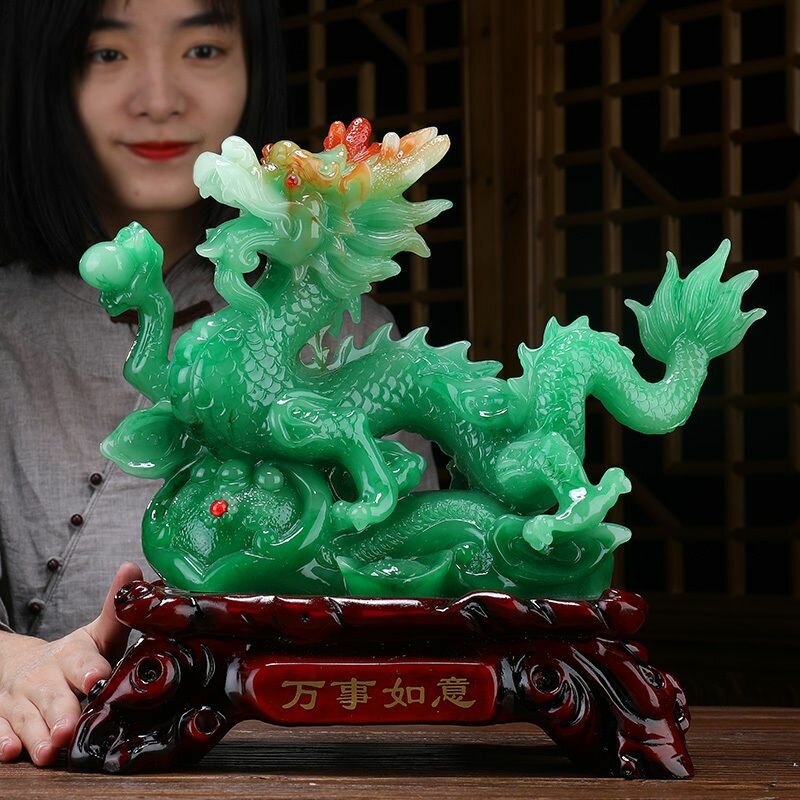 Статуэтка дракона chunzhiran Изумрудный цвет (35см * 18см * 34см) Все лучшие скульптуры драконов, статуэтки для интерьера