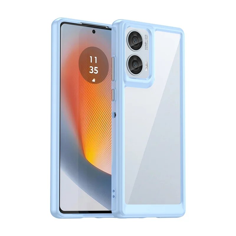 Для Motorola Edge 50 Fusion 5G чехол противоударный бампер из ТПУ кристально чистый Синий, Синий