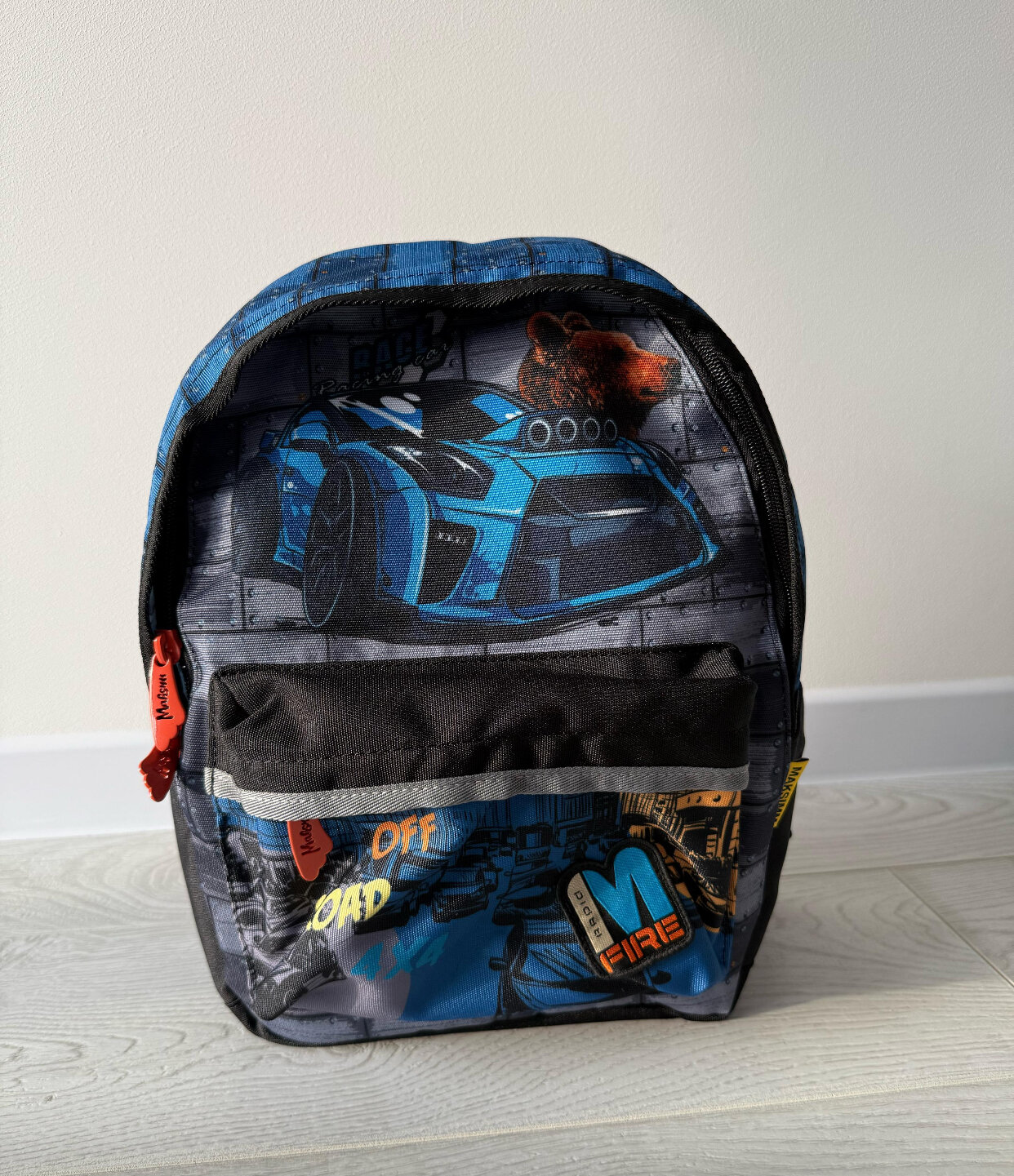 Рюкзак MIXTYLE MAKSIM "Синий спорткар", ортопедический, для дошкольников и школьников, 35x25x13 см