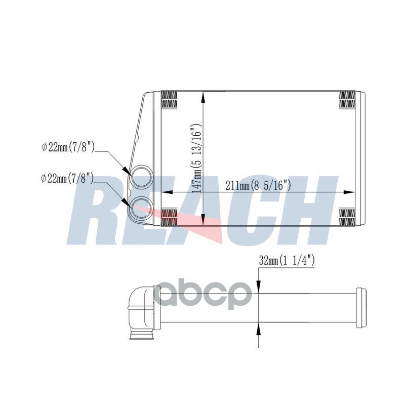 Радиатор отопителя RENAULT MEGANE II (02-) 1.6 I 16V 2002- REACH арт. 1.18.15080