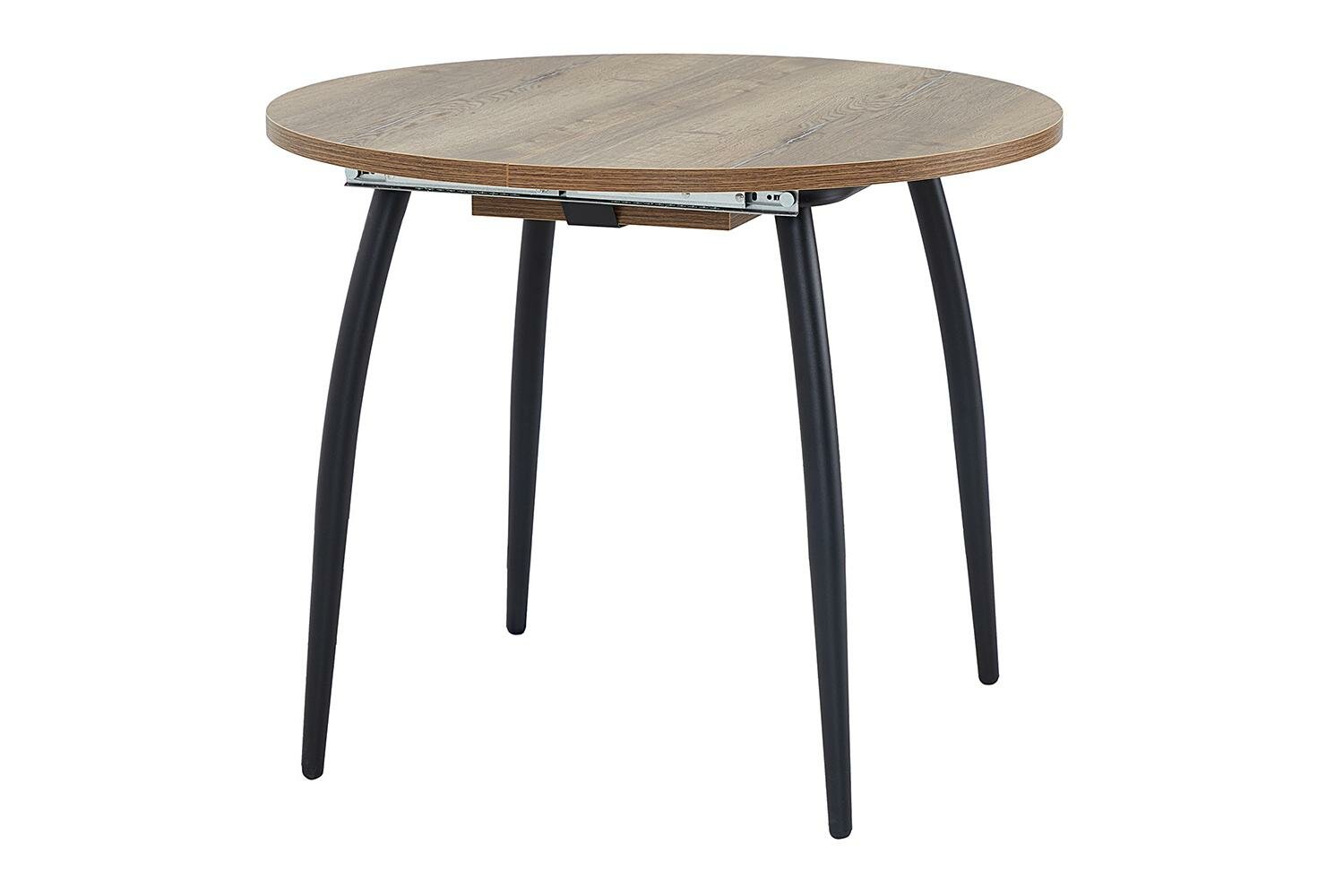 Кухонный стол раздвижной Hoff Милан-2, 90(125)x76x90 см, дуб олово, муар чёрный