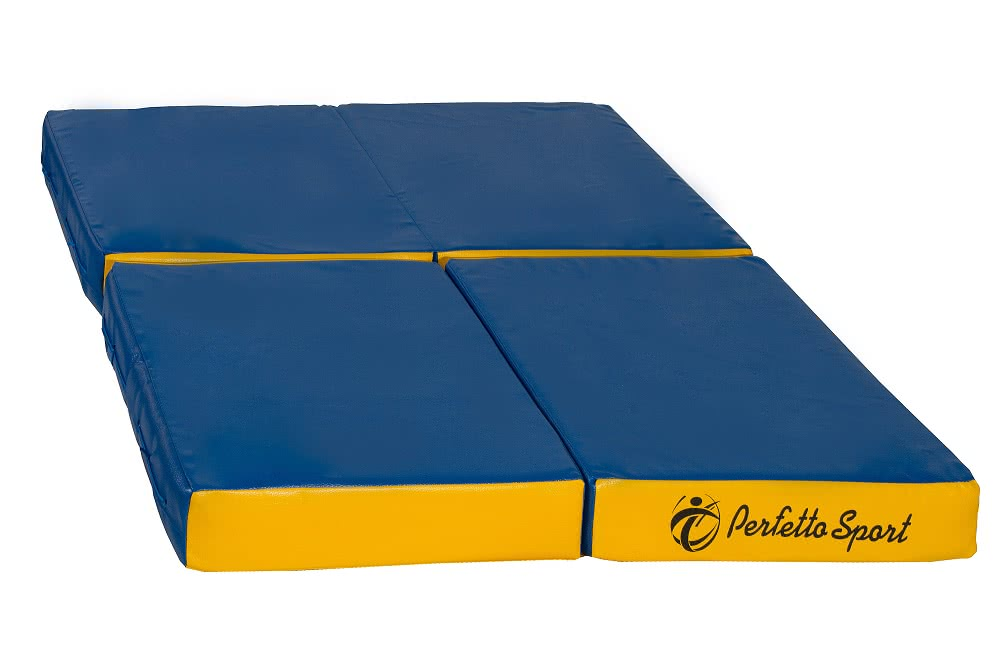 Мат гимнастический Perfetto sport Мат № 11 (100 х 100 х 10) складной 4 сложения " сине/жёлтый