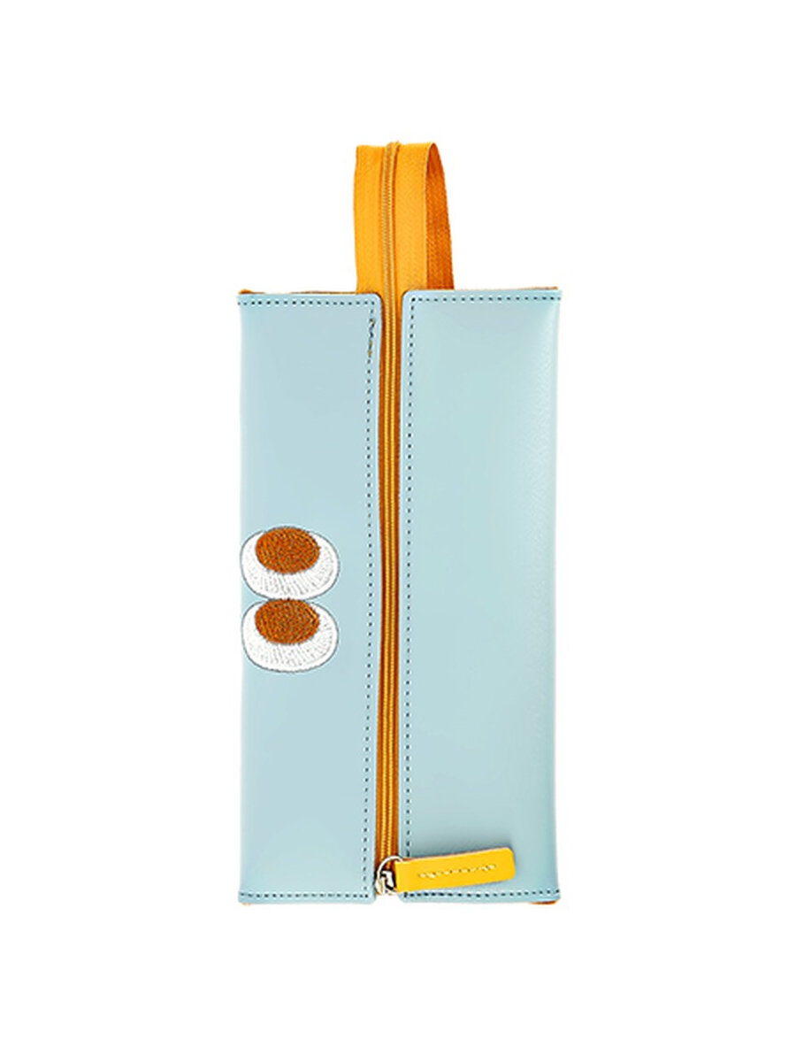 Пенал FUN голубой, из искусственной кожи, на молнии, 1 штука