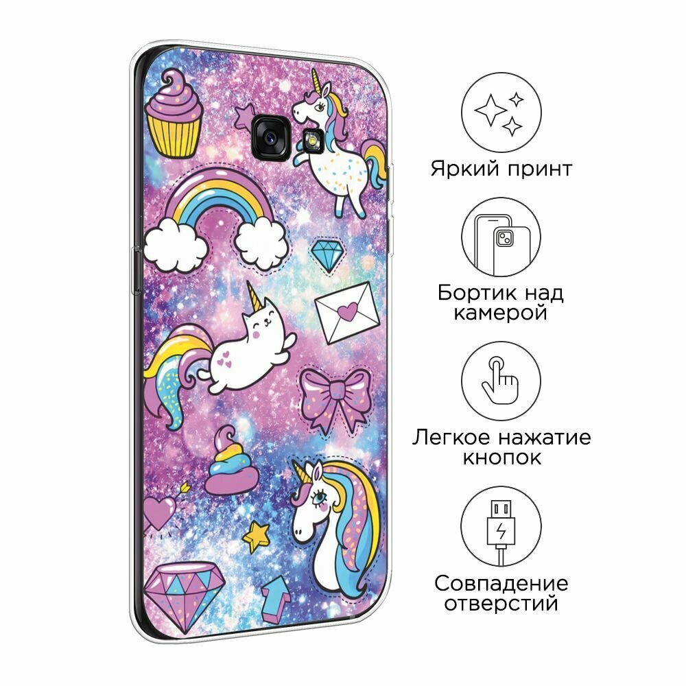 Чехол на Samsung Galaxy A7 2017 / Самсунг Галакси А7 2017 с принтом "Rainbow doodles" — фото 1