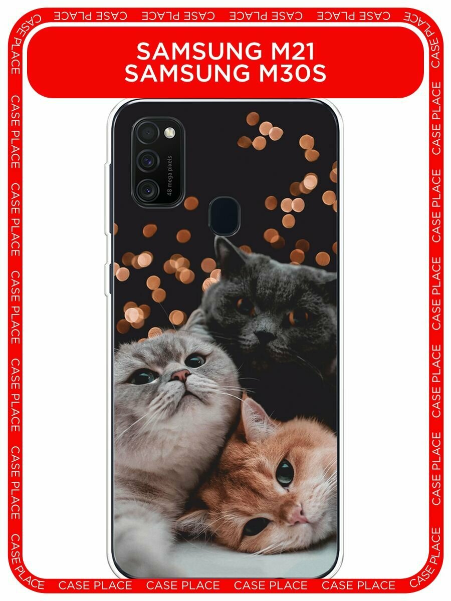 Чехол на Samsung Galaxy M21/M30s / Самсунг Галакси М21/M30s с принтом "Кошачьи обнимашки"