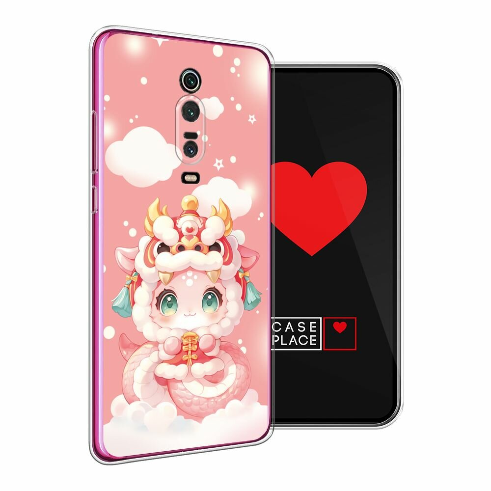 Чехол на Xiaomi Redmi K20/K20 Pro/Mi 9T/9T Pro / Сяоми Редми К20/K20 Pro/Mi 9T с принтом Розовая китайская змейка 1 — фото 1
