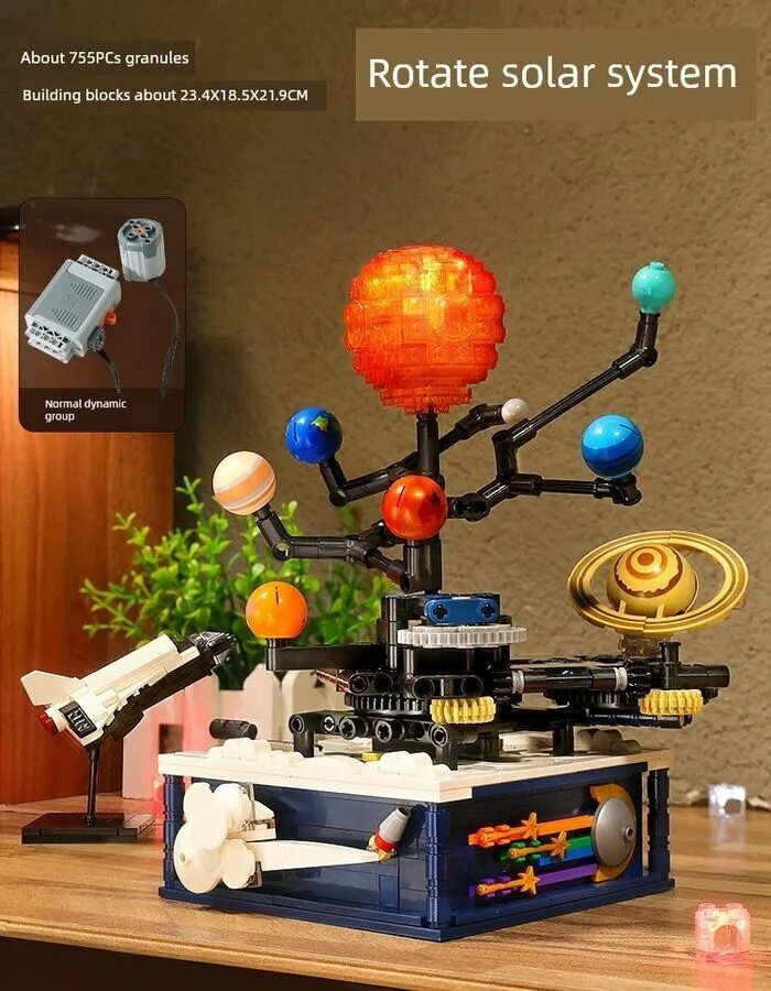 Глобус-пазл Солнечная система (Версия с приводным мотором, ручное вращение)