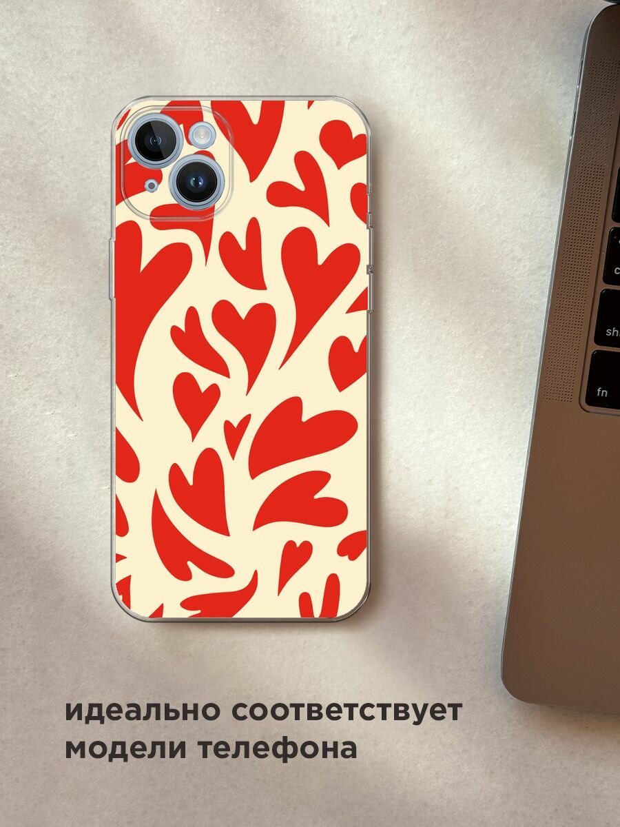 Чехол на Apple iPhone 14 / Айфон 14 с принтом "Crazy hearts 1 - 14 февраля" — фото 1