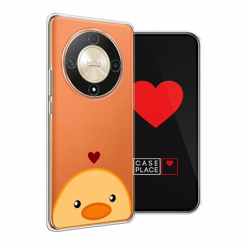 Чехол на Honor X9b / Хонор X9B с принтом "Влюблённая уточка - 14 февраля", прозрачный — фото 1