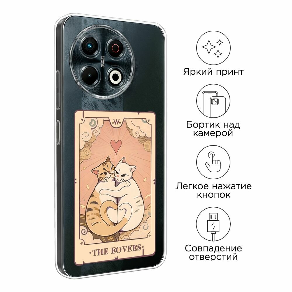 Чехол на Tecno Spark 30 Pro / Текно Спарк 30 Про с принтом "The lovers cats 2 - 14 февраля", прозрачный — фото 1