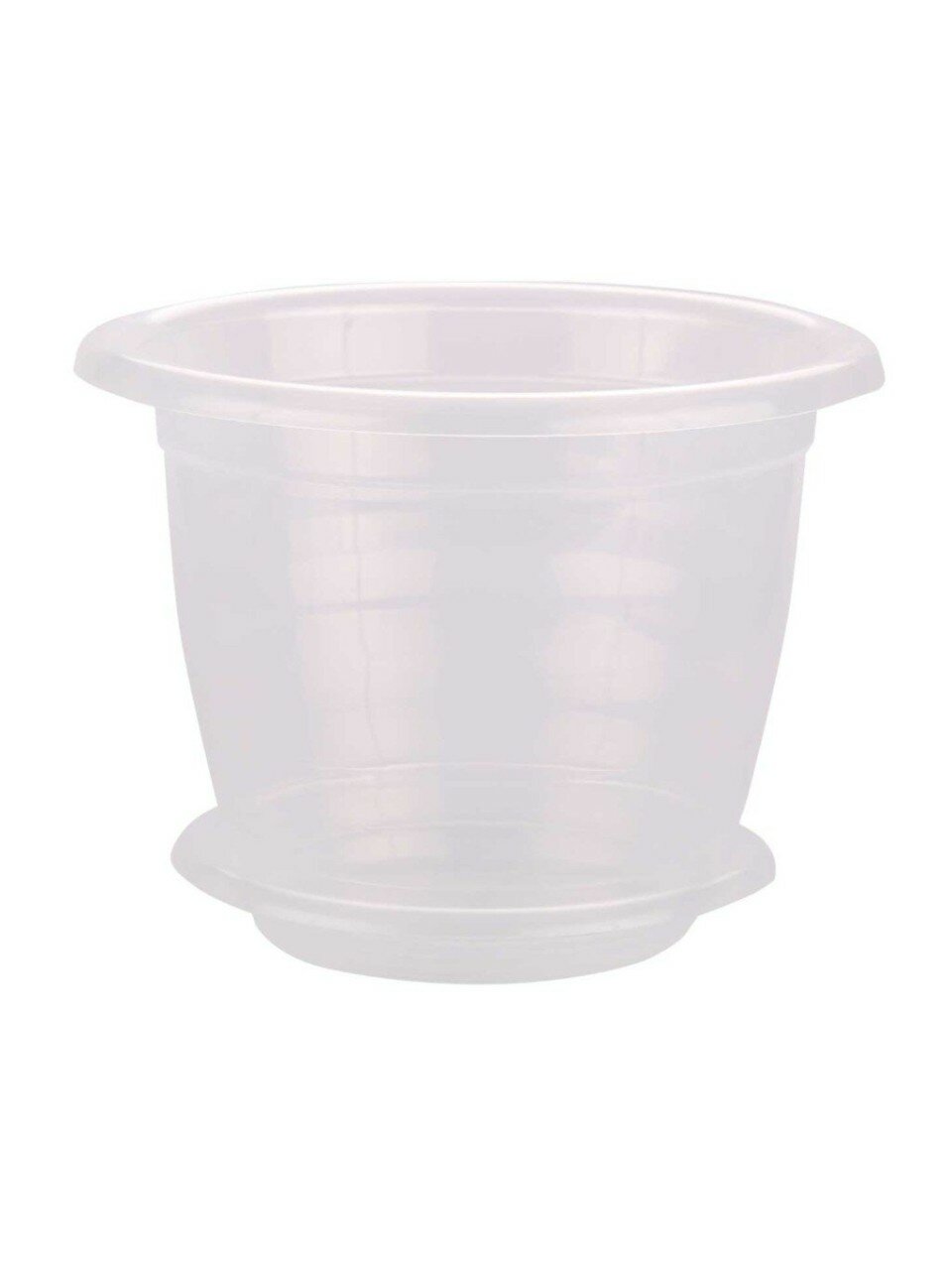 Горшок для орхидей Альтернатива пластиковый прозрачный с поддоном, 4 л, 19х19 см, цилиндрический комнатный М7687