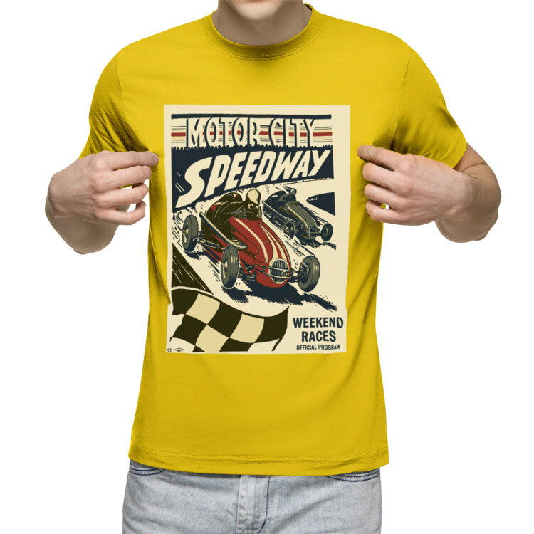 Мужская футболка «Vintage Motor City Speedway» (желтый, M)