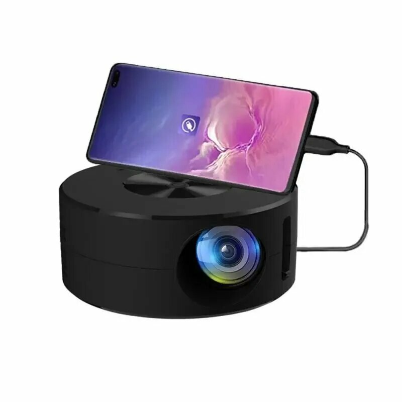 Kebidu Проектор YT200 мини проектор Портативный 1080P, черный матовый
