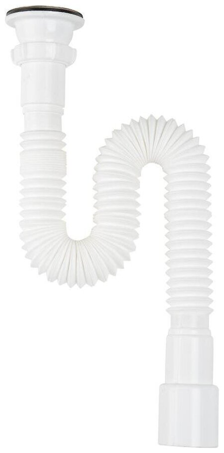 Сифон гофрированный для раковины/ умывальника 1 1/2"х40/50 (гофросифон) с металлической решеткой 385-755 мм Aquant F103