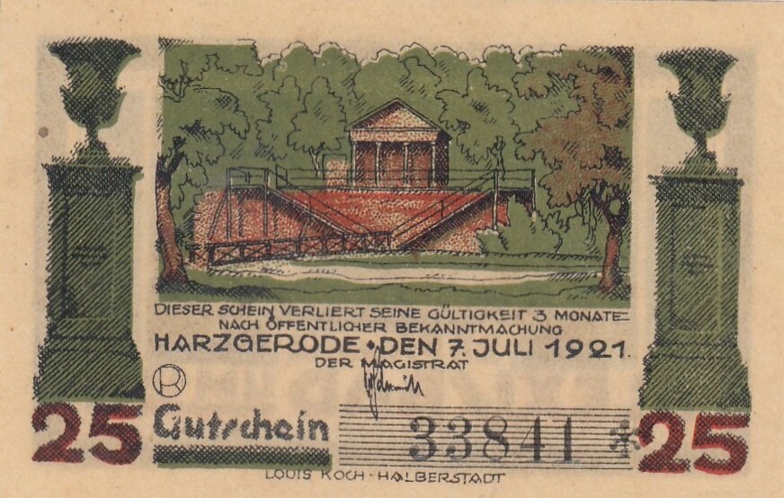 Германия (Веймарская Республика) Гарцгероде 25 пфеннигов 1921 г.
