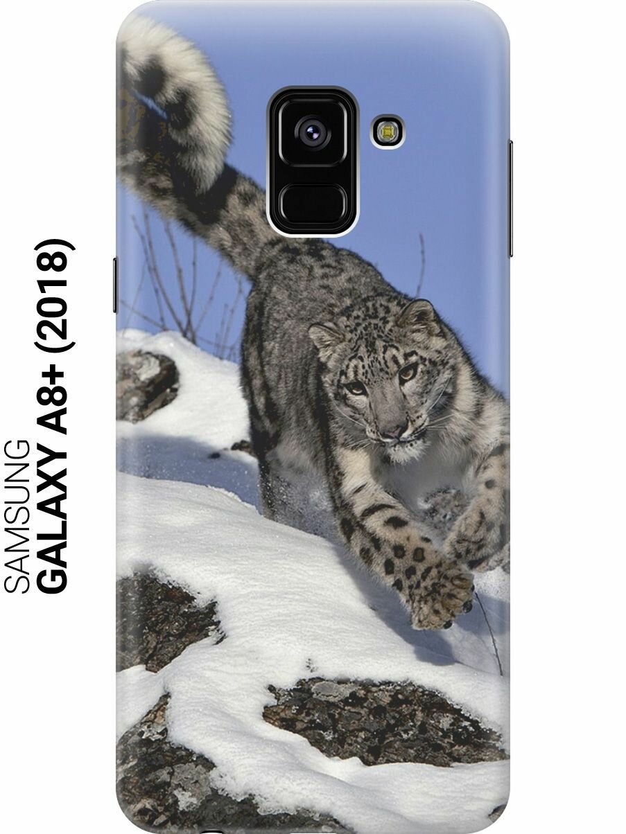 Силиконовый чехол на Samsung Galaxy A8+ (2018), Самсунг А8 Плюс 2018 с принтом "Бегущий барс"