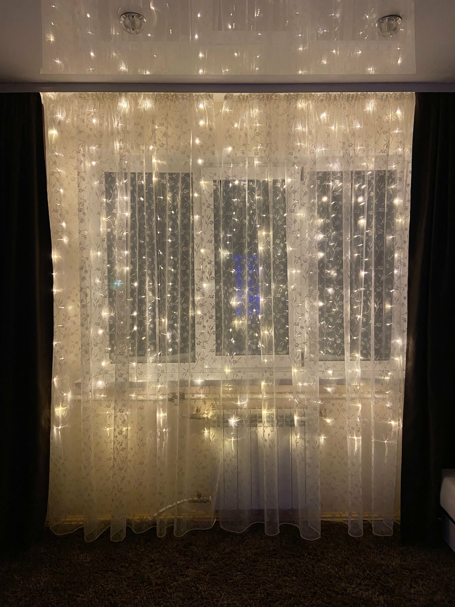 Гирлянда штора, светодиодные LED лампы 320л, 3 x 2 м, Бело-желтая