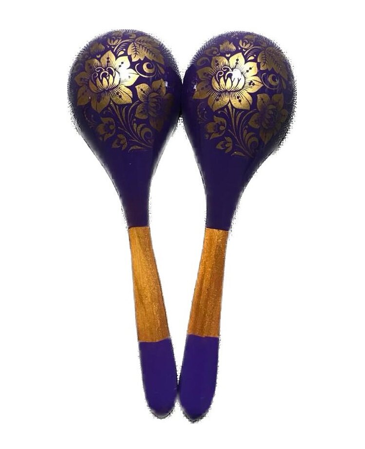 Деревянная ложка салатная кудрина 200*60 фиолетовый фон