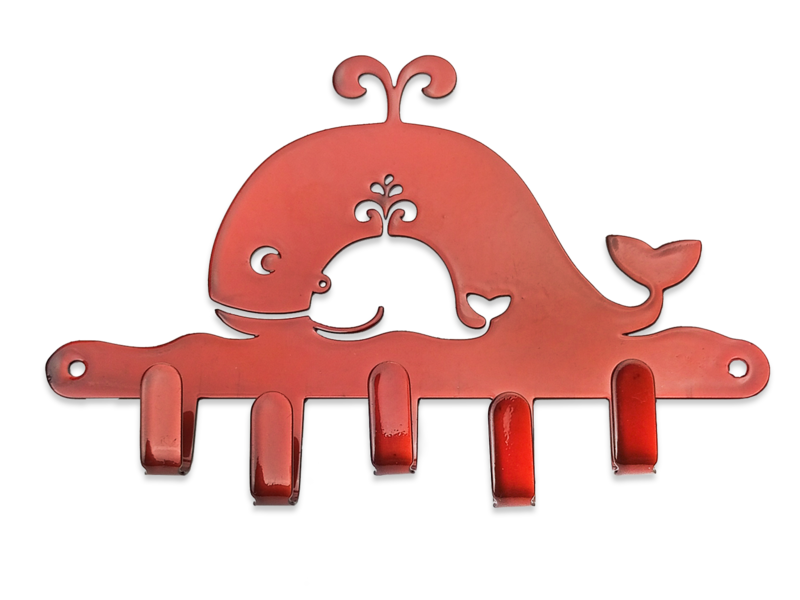 Ключница "Киты"-SL ноэз, металлическая, 5 крючков, лак, бордо